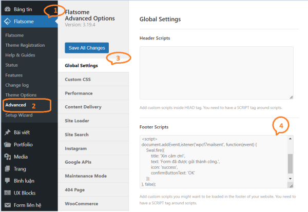 Code thông báo gửi form thành công cho Plugin contact form 7 đẹp hơn - Web An Tâm