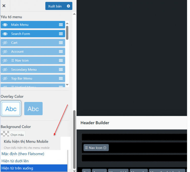 Thêm "Kiểu hiển thị Menu di động" mượt mà cho Theme Flatsome - Web An Tâm